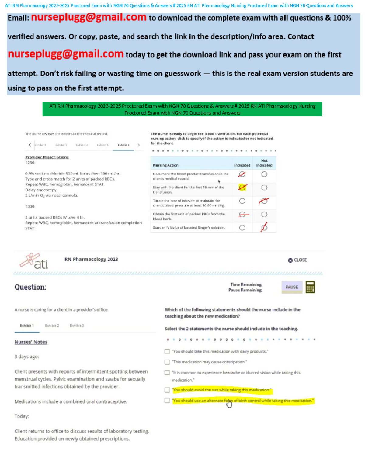 Proven Prep ATI RN Pharmacology Proctored Exam NGN 2025: 70 Q&A - Studocu