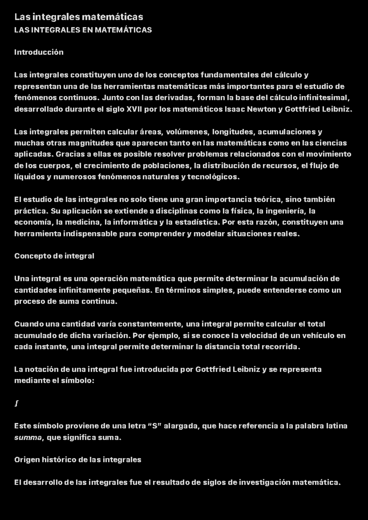 Las Integrales en Matemáticas: Conceptos y Aplicaciones - Studocu