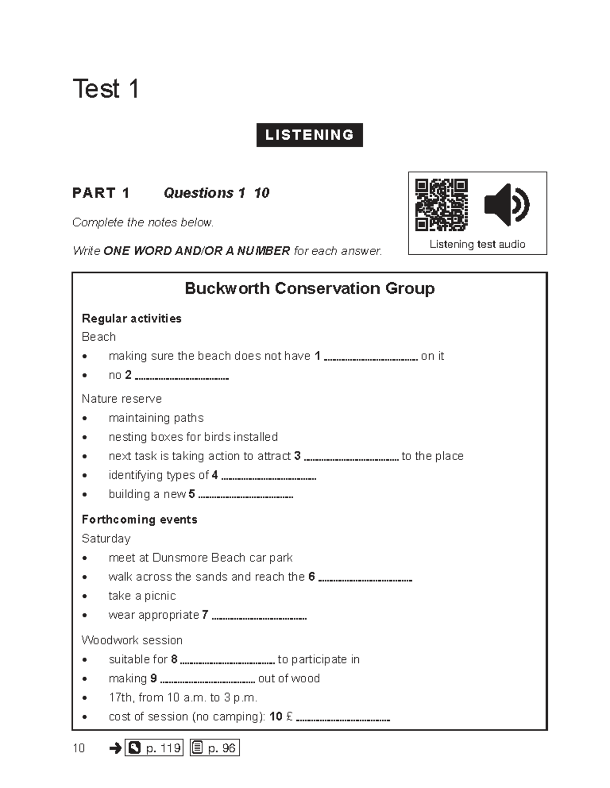 Test 1 Listening & Reading Questions - Course Code Q2 - Studocu