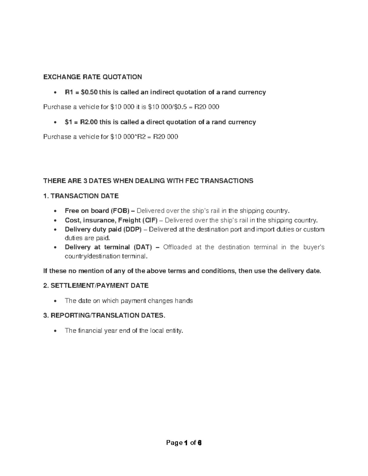 FEC 2023: Foreign Exchange Case Studies with Practical Questions - Studocu