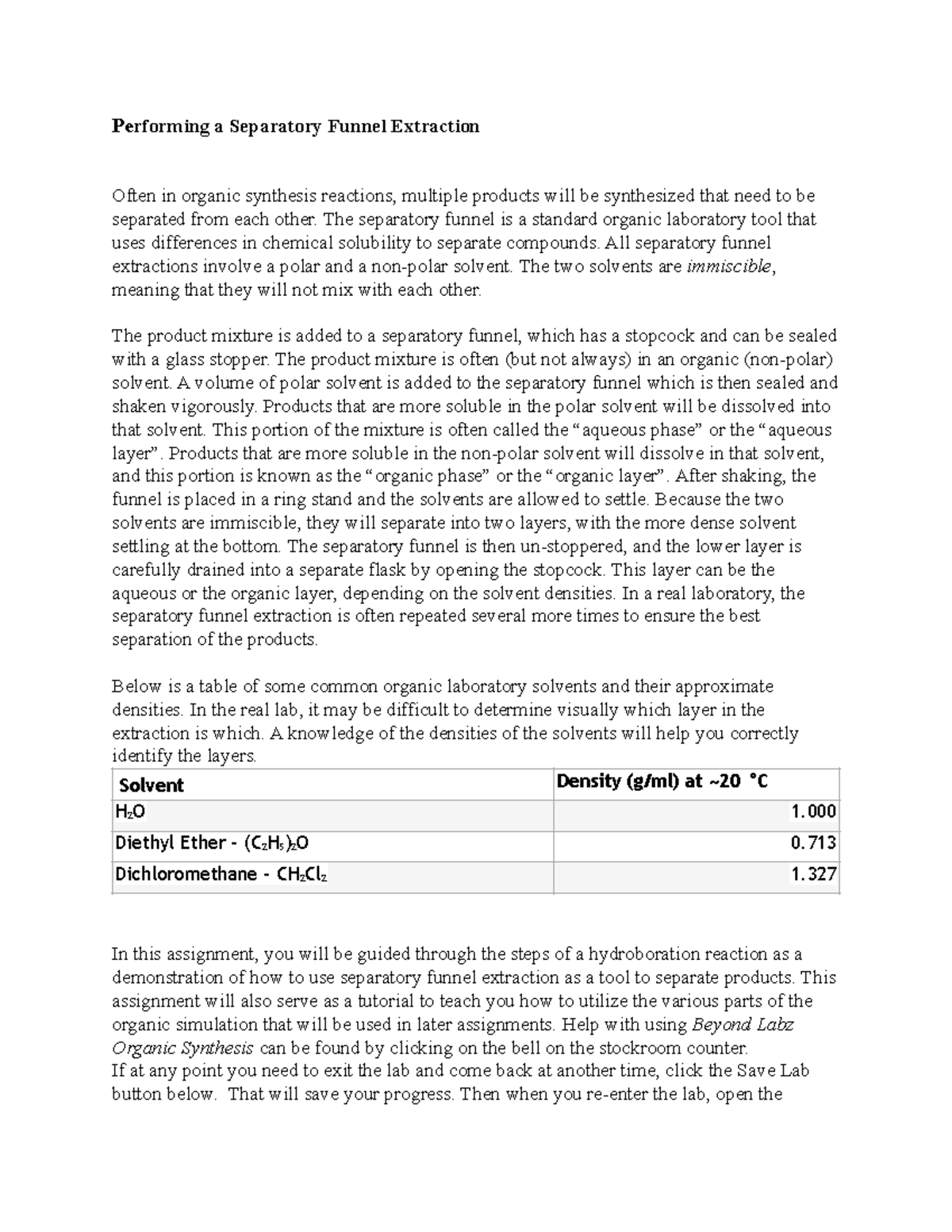 Beyond Labz Organic Chemistry: Separatory Funnel Extraction Guide - Studocu