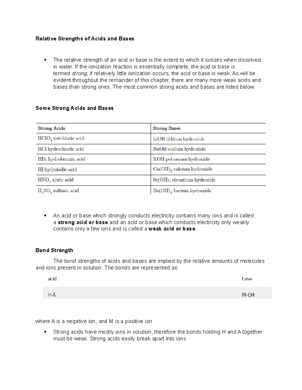 Relative Strengths of Acids and Bases - If the ionization reaction is ...