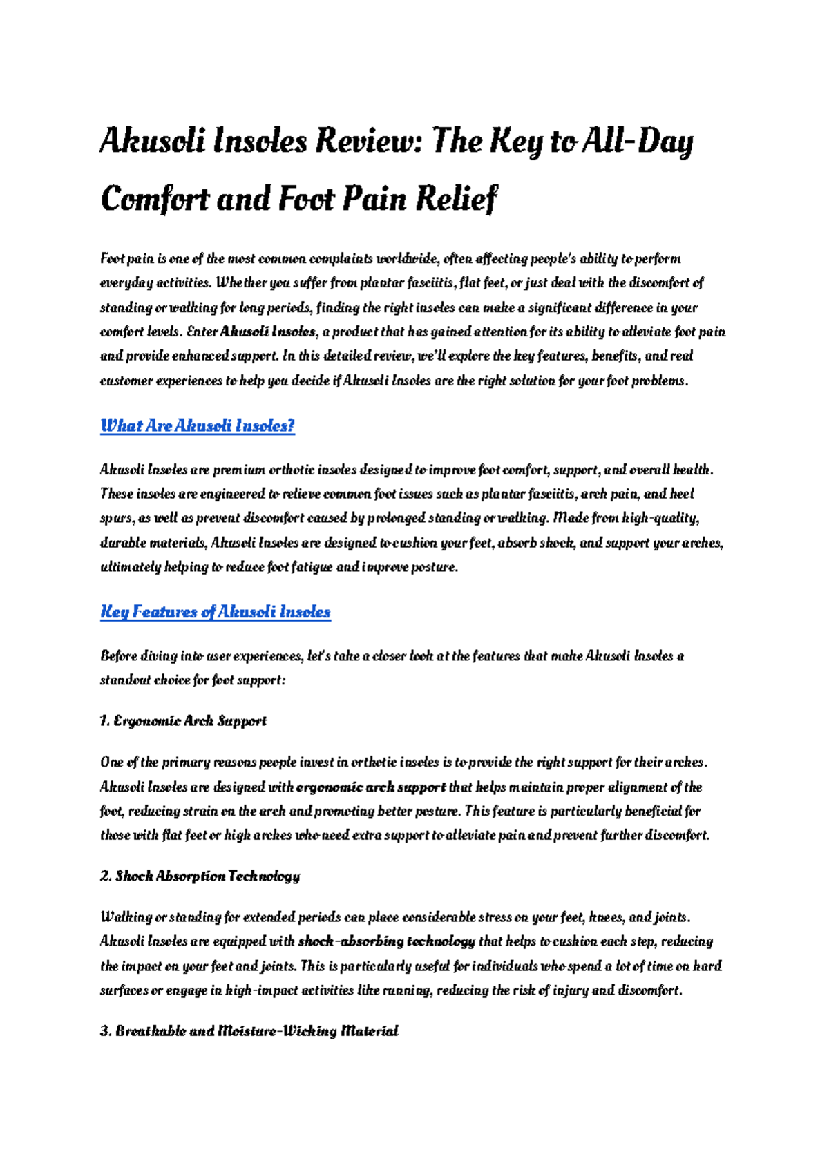 Akusoli Insoles Review The Key to All-Day Comfort and Foot Pain Relief ...