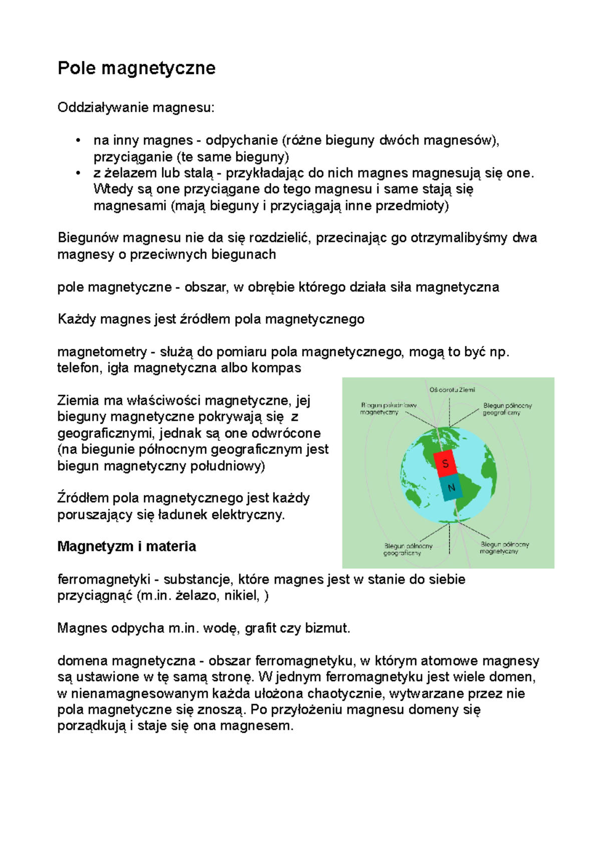 Magnetyzm - Notatki z wykładu o polu magnetycznym i jego właściwościach ...