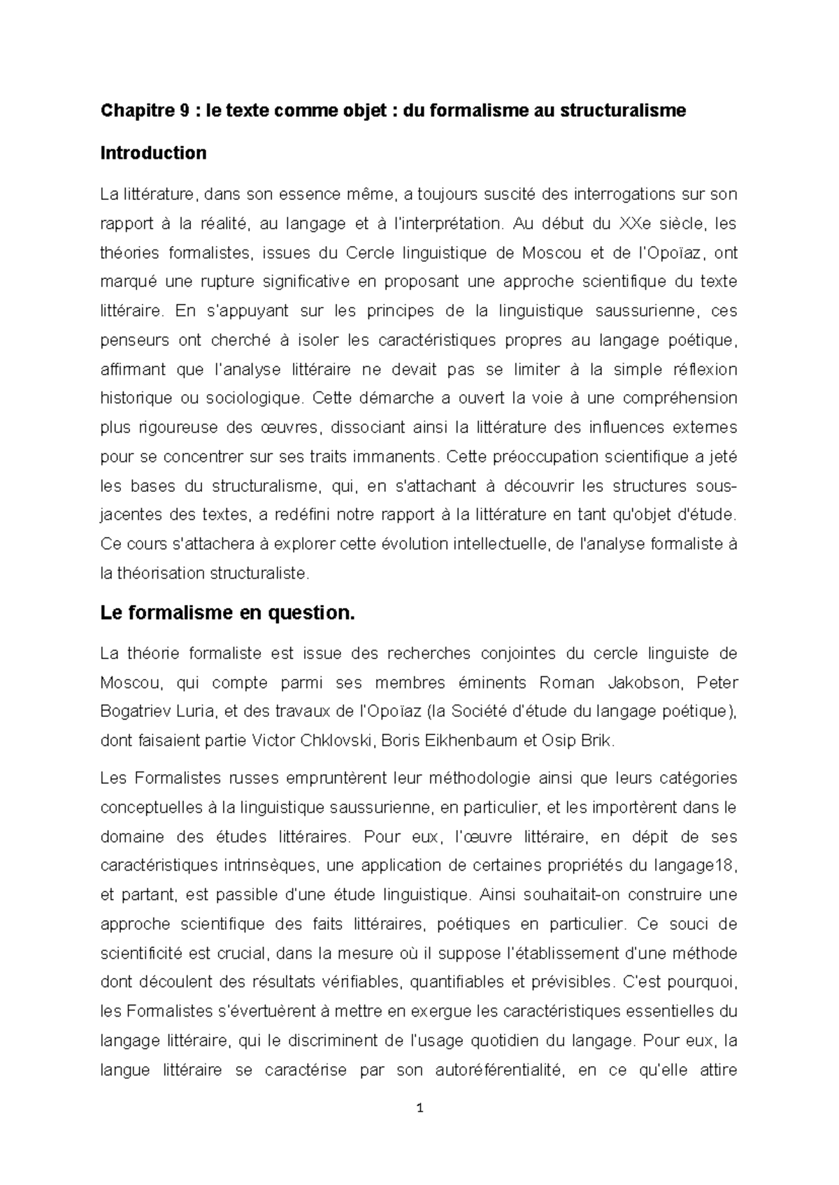 Chapitre 9 : Du formalisme au structuralisme dans l'analyse littéraire ...
