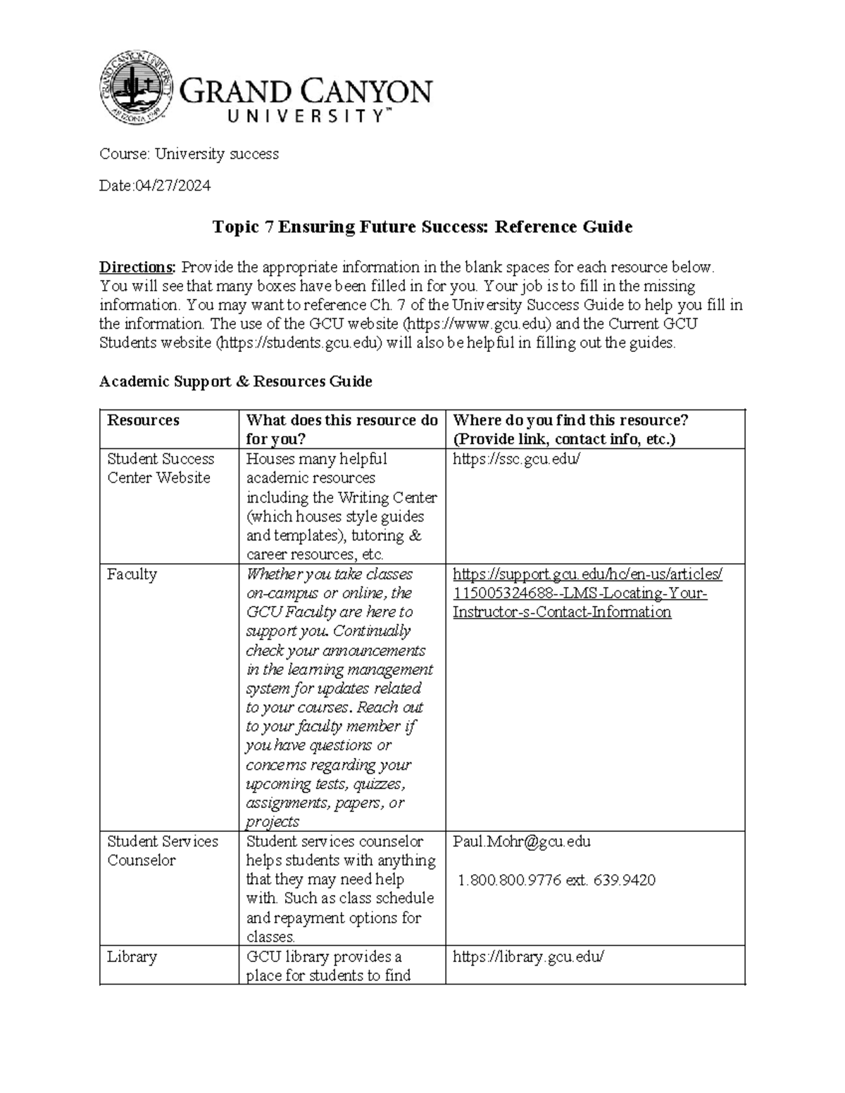 UNV-303-Reference Guide for Ensuring Future Success - Studocu