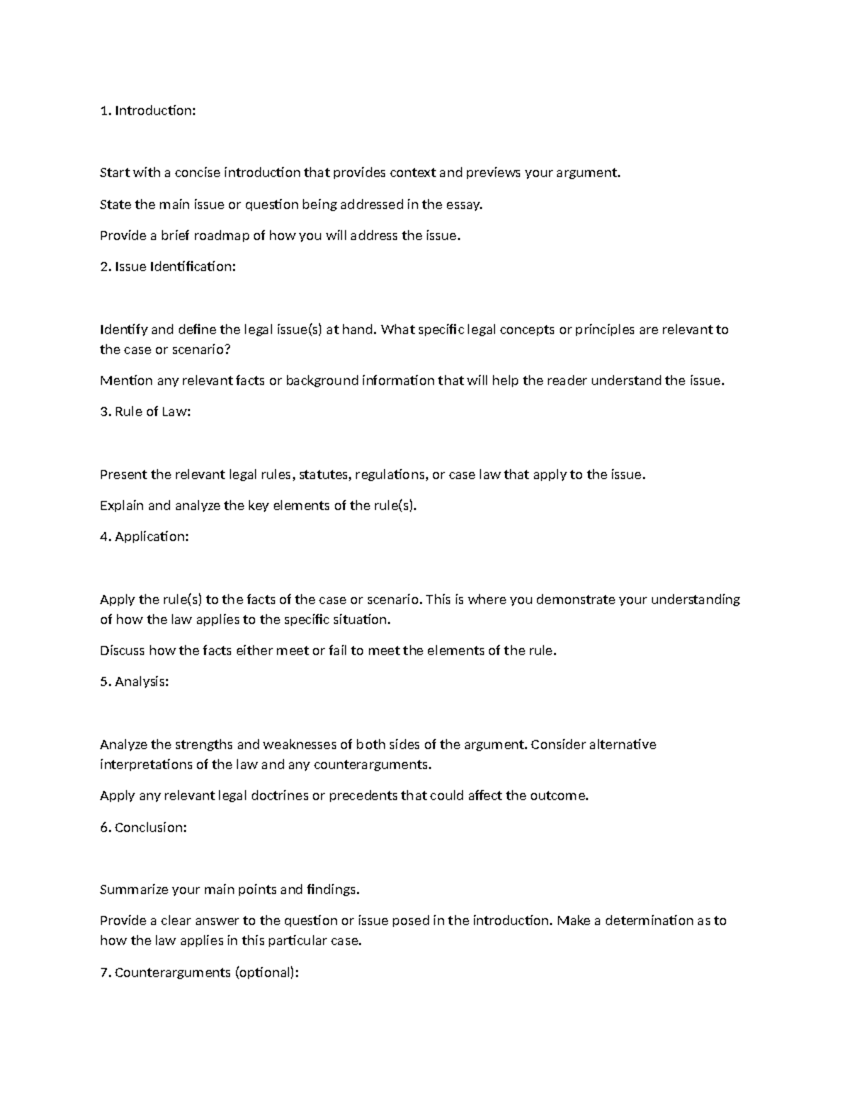 IRAC Method for Legal Analysis: A Structured Approach to Case Studies ...
