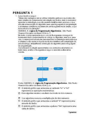 A1 - Atividade Algoritmos E Programação Primeiro Bimestre - PERGUNTA 1 ...
