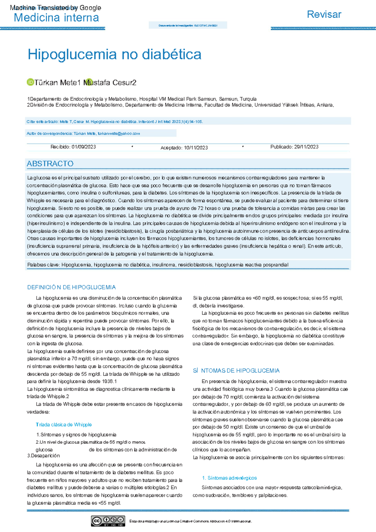 Clase 5: Hipoglucemia No Diabética - Documento de Investigación - Studocu