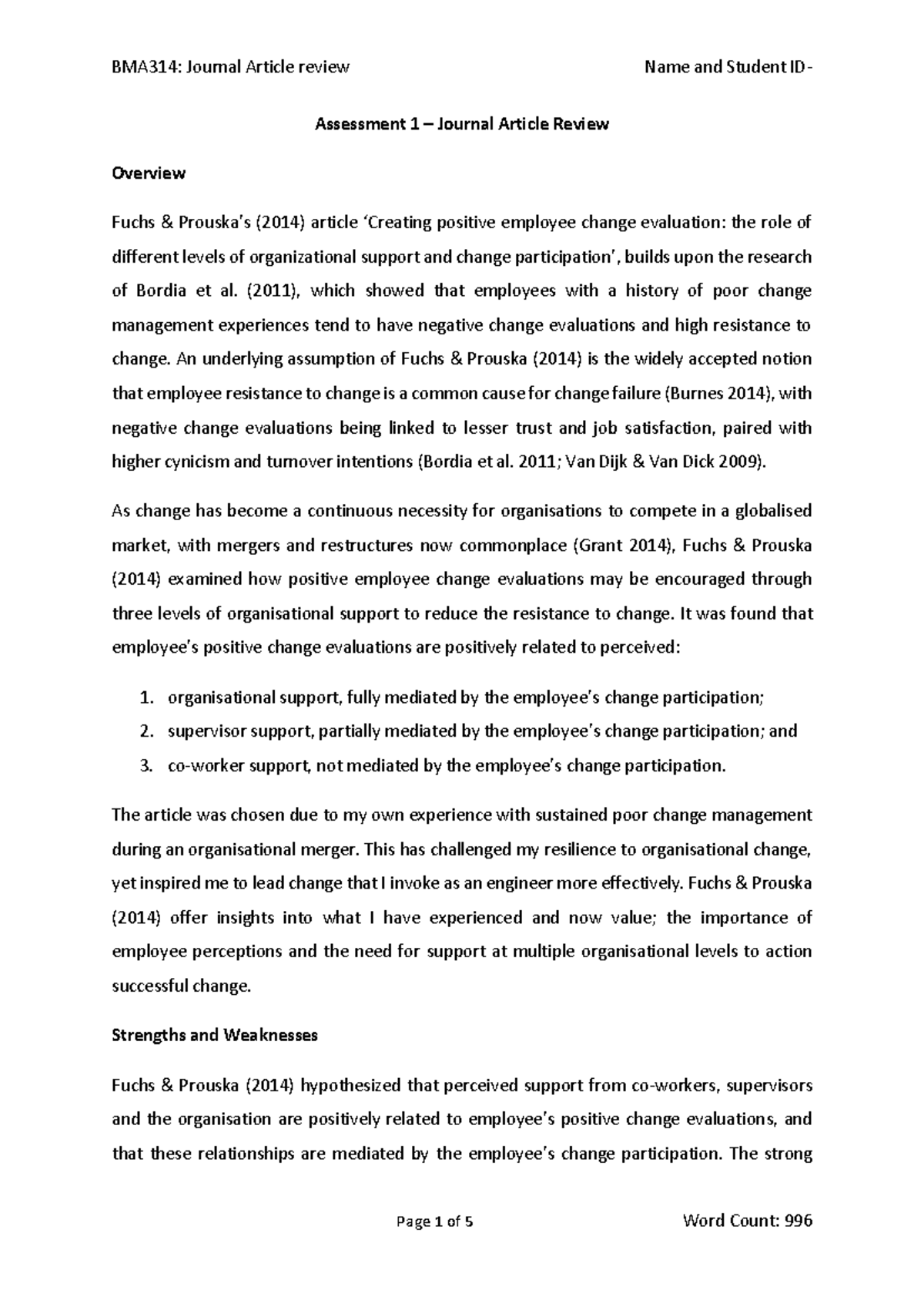 Journal Article review example - Assessment 1 – Journal Article Review ...