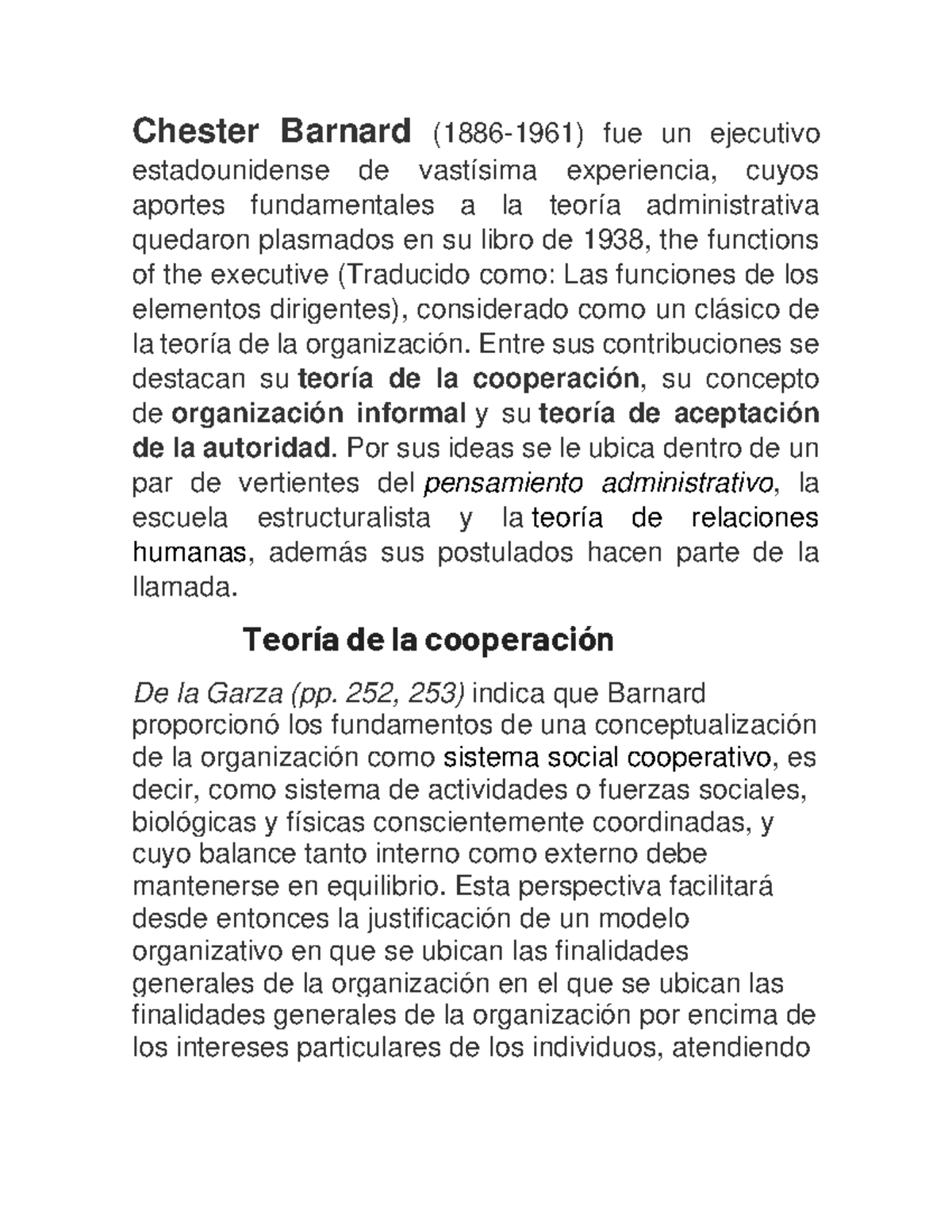 Chester Barnard - resumenes - Chester Barnard (1886-1961) fue un ...