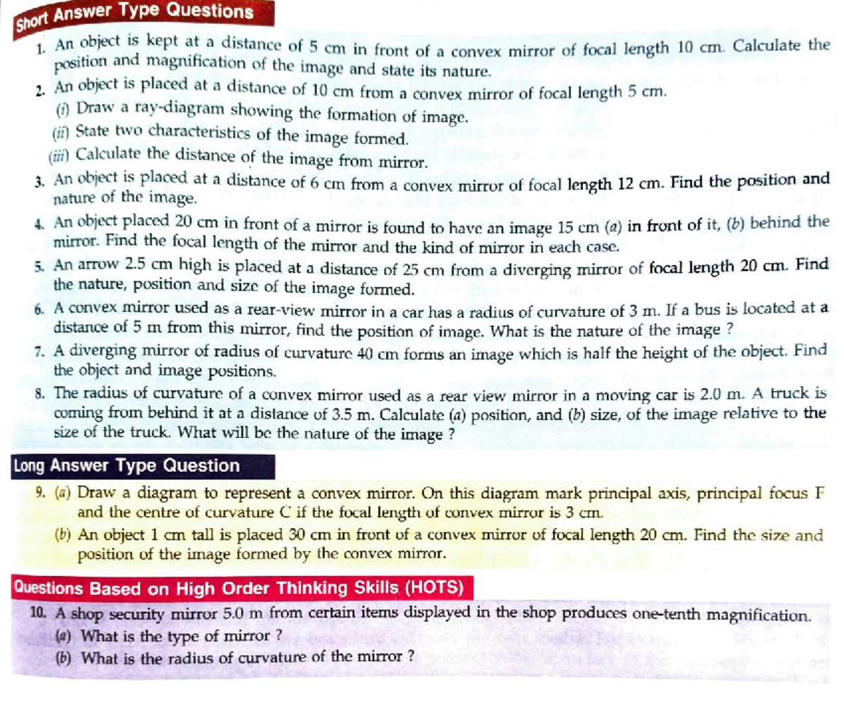 Convex Mirror Practice Problems: Short Answer & Long Answer Questions ...