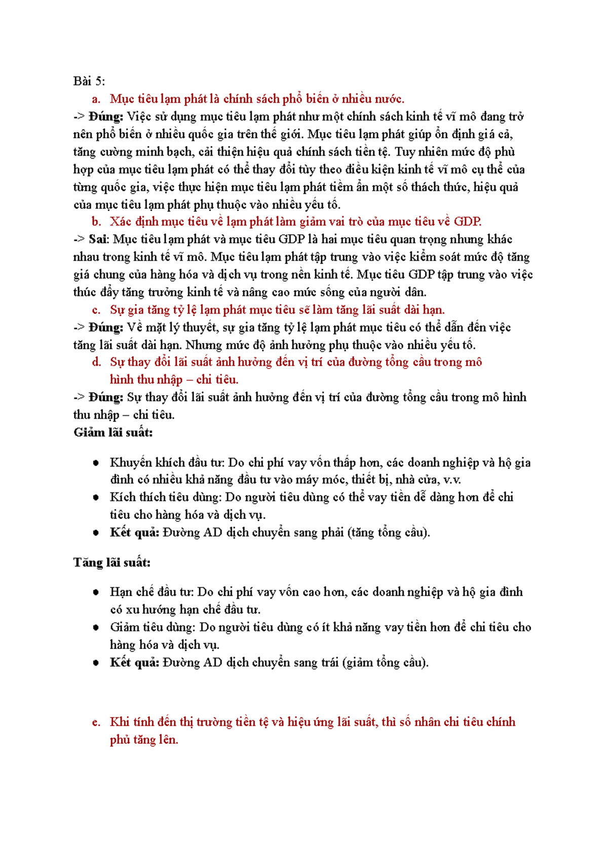 Chính Sách Tiền Tệ và Tác Động Đến Tổng Cầu - Bt Kte Vĩ Mô - Studocu