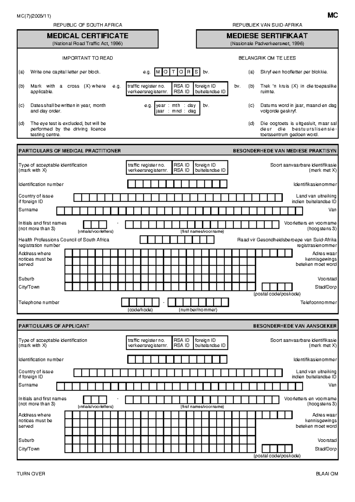 Medical Certificate Guidelines for Traffic Registration - MC(7)(2005/11 ...