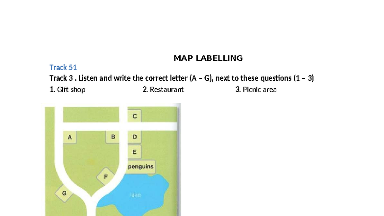 MAP Labelling - Bài tập map IELTS - MAP LABELLING Track 51 Track 3 ...
