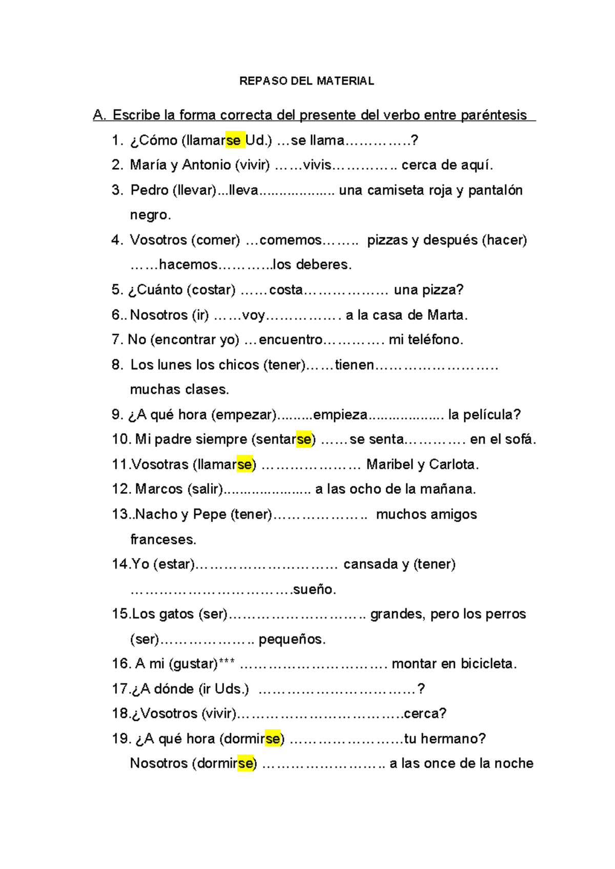Apuntes de la Clase 706.24 - Repaso de Verbos en Presente - Studocu