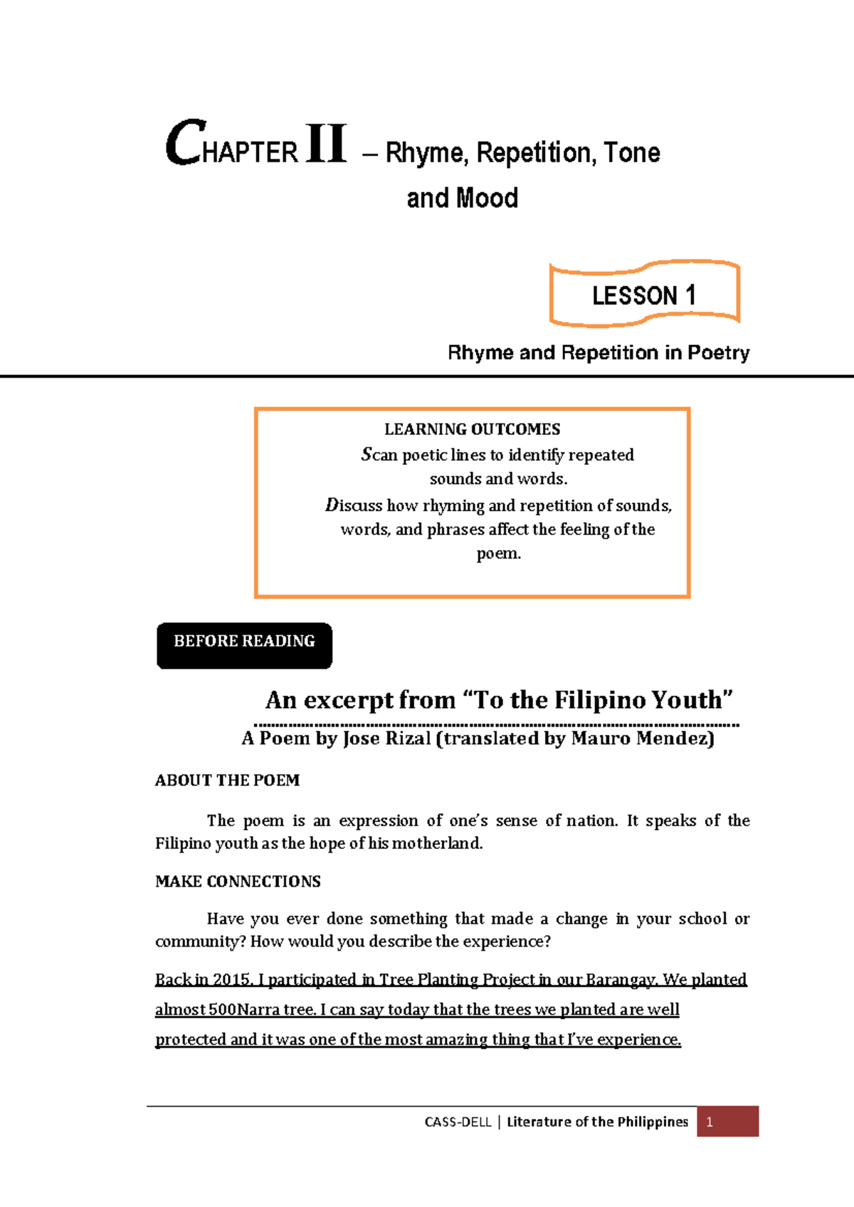 Lit111A Lesson 1: Analyzing Rhyme, Repetition, Tone, and Mood in Poetry ...
