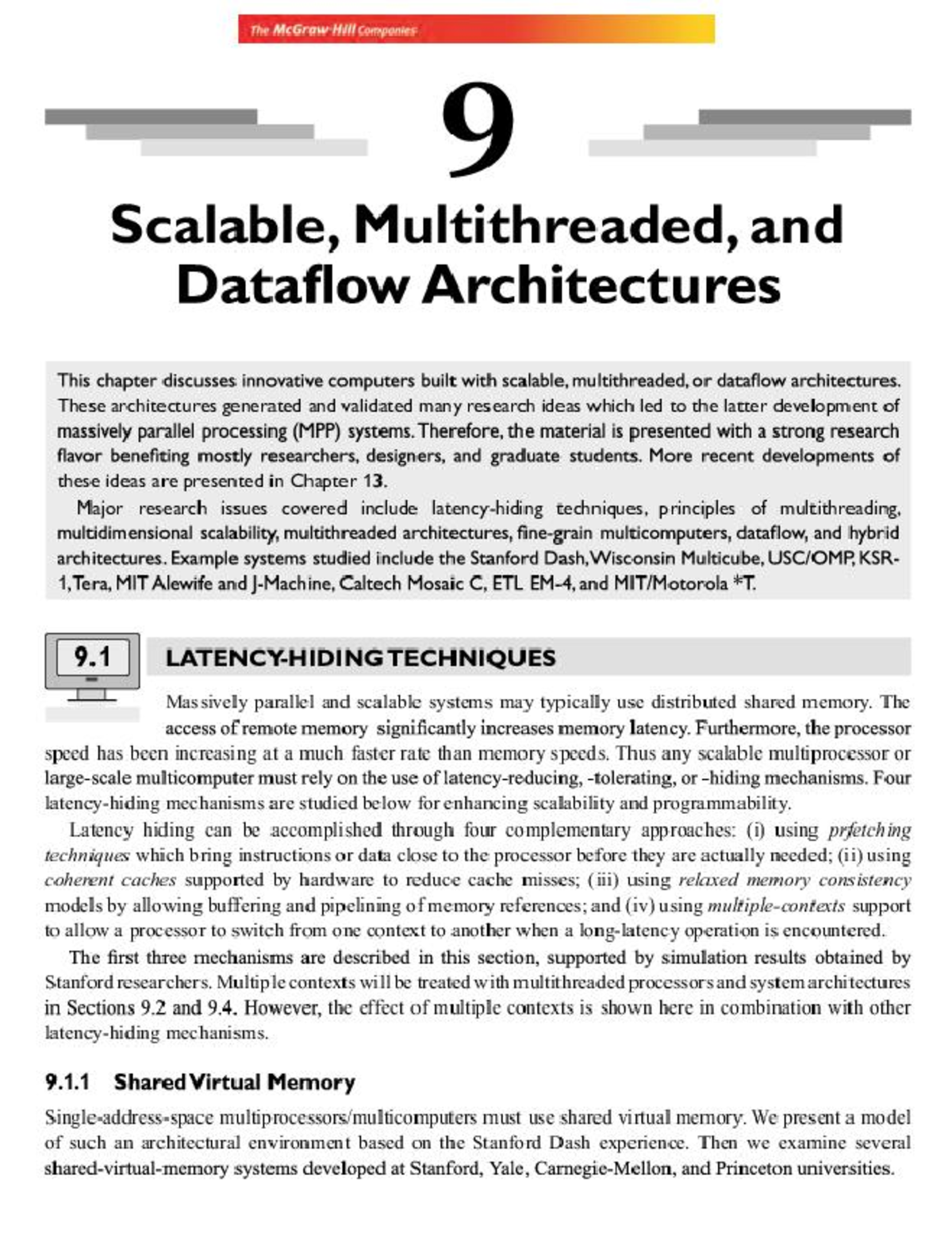 Advanced Computer Architecture Parallelism, Scalability, Programmability-Chapter 9 - rh- l||lcG ...