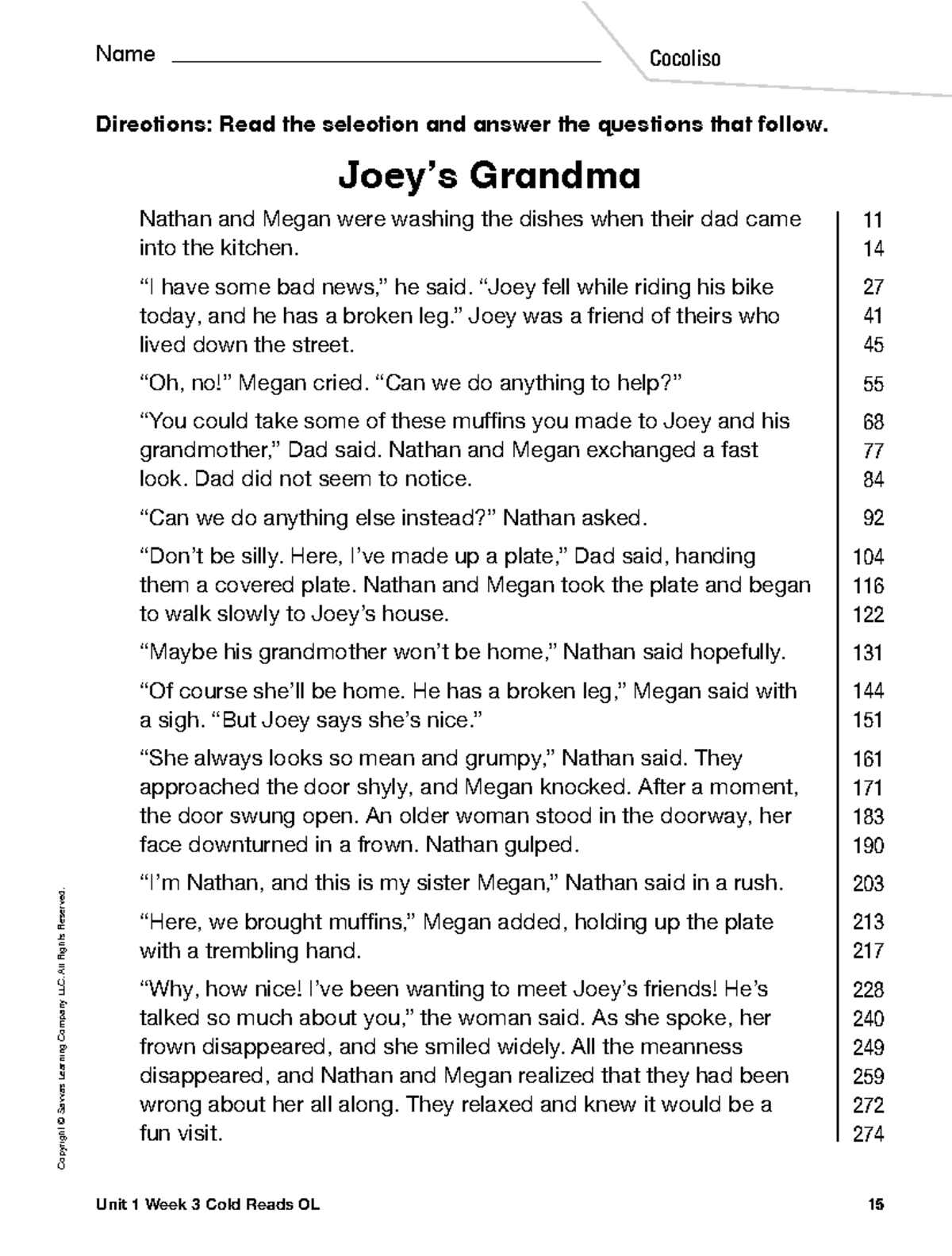 M V20 NA G3 U1 W3 Cold Reads: Grandma Nathan and Megan's Visit - Studocu