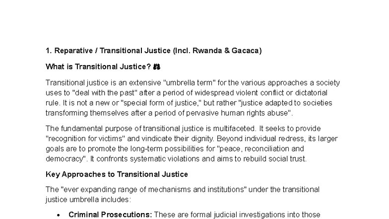 Jurisprudence Exam Notes 2025: Transitional Justice & African ...