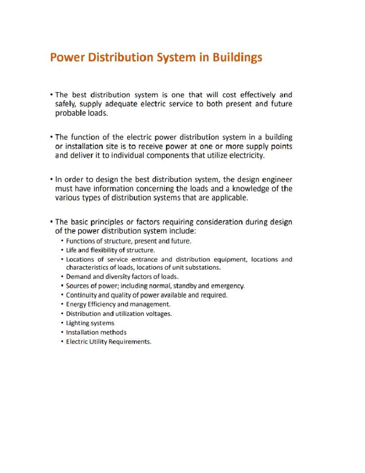 Engineering Utilities 1: Power Distribution System in Buildings - Studocu