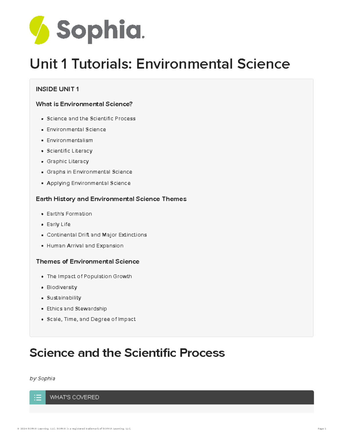 Unit 1 Tutorials: Introduction to Environmental Science (ENV101) - Studocu