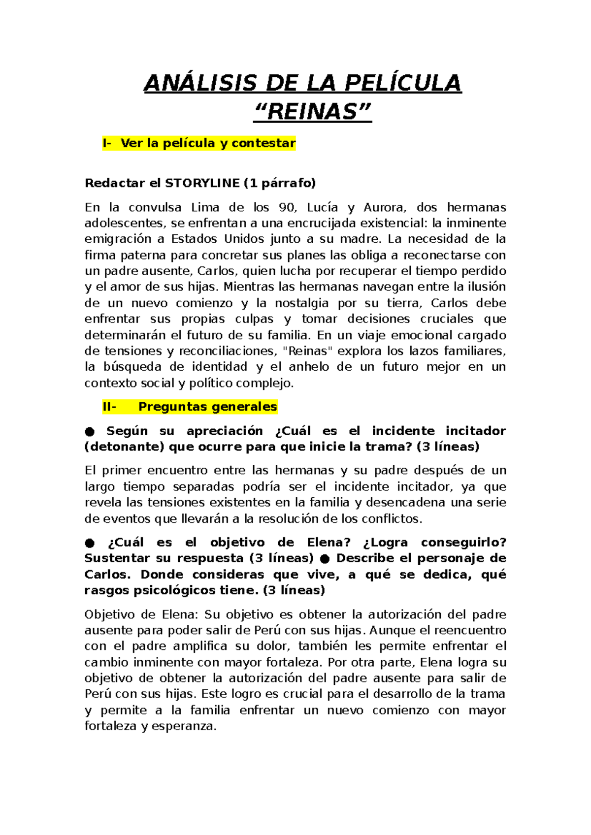 Análisis de la Película: Ver la Película y Redactar el Storyline - Studocu