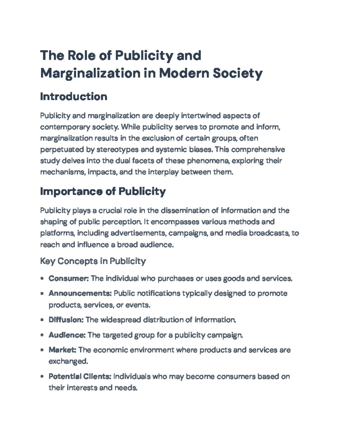 The Role of Publicity & Marginalization in Society: A Comprehensive ...