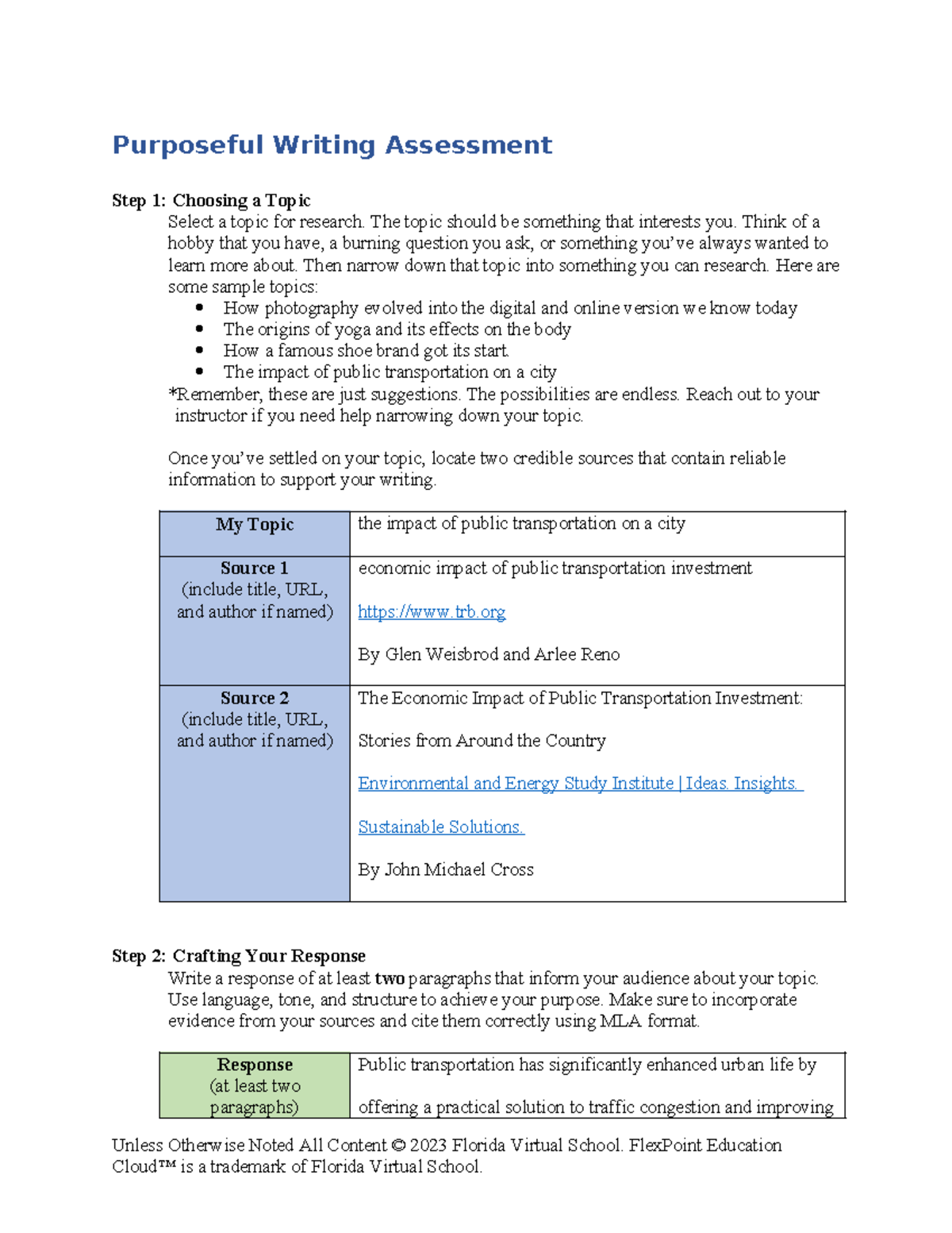 ENG 101: Purposeful Writing Assessment - Topic Selection Guide - Studocu