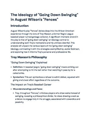 Walking Around the Fences: Troy Maxson and the "Going Down" Ideology ...