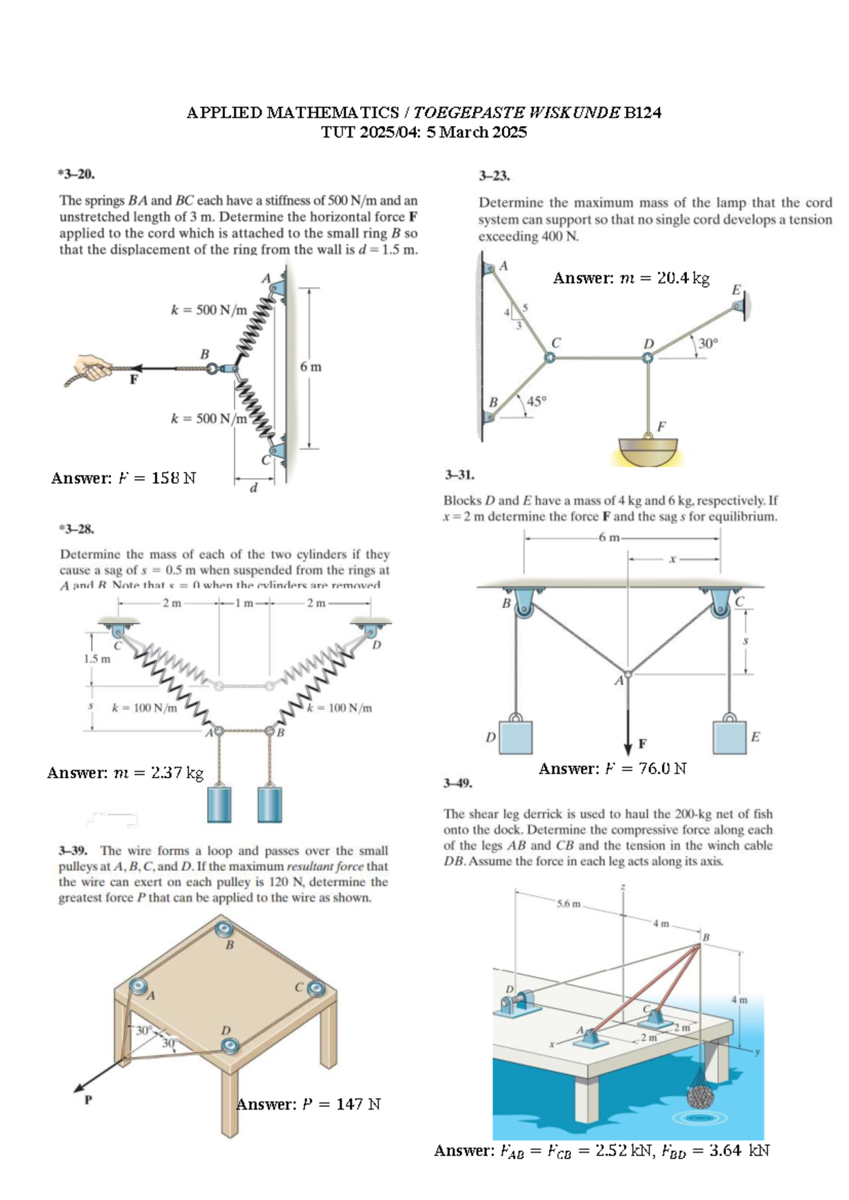 25Tut4 - Solve problem - 115 - APPLIED MATHEMATICS / TOEGEPASTE ...