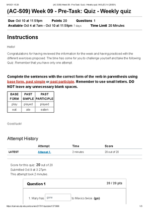 Week 07 Assignment A: Class Reunion Party - Ingles Semana 7 - Studocu