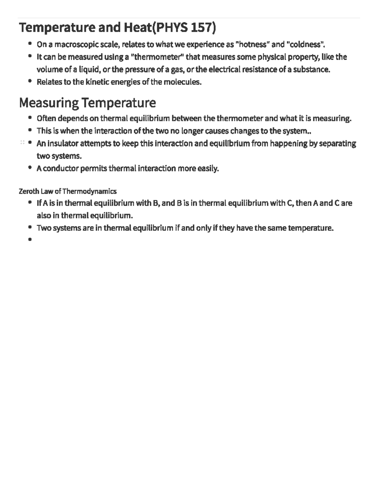 Temperature and Heat - PHYS 157 - Studocu