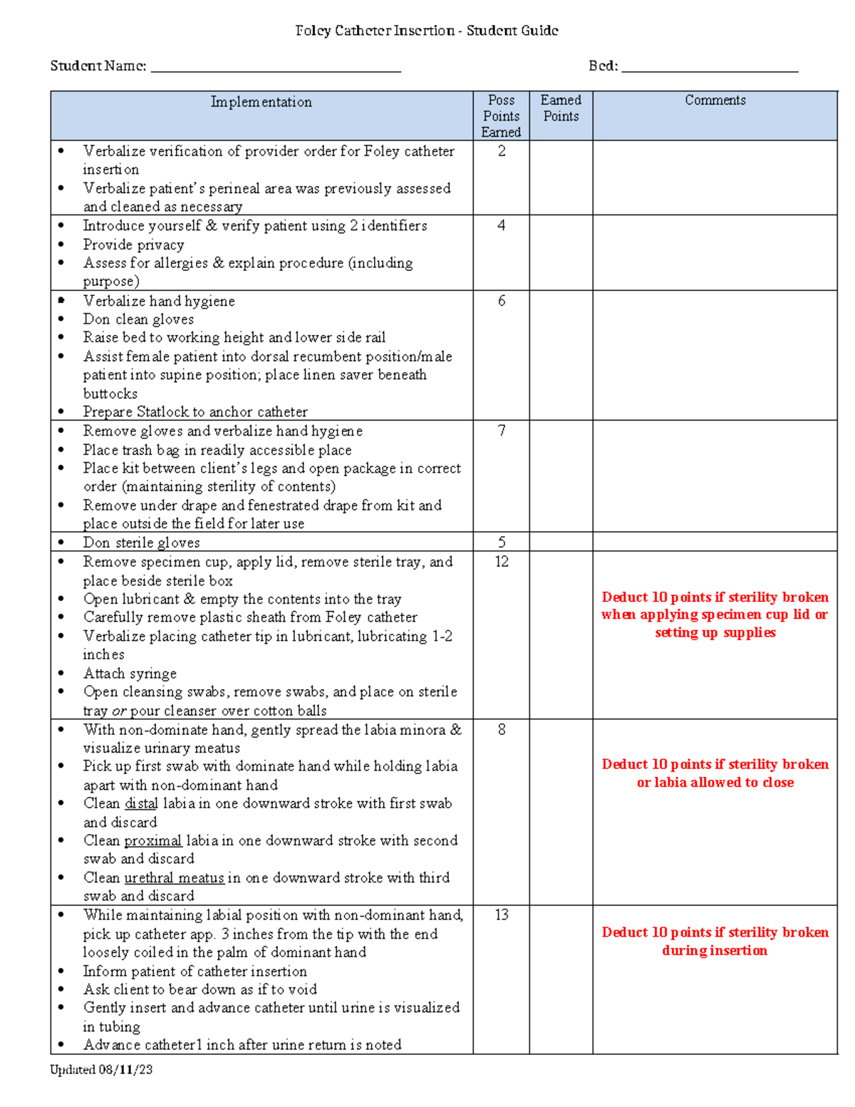 3111 Foley Catheter Insertion & Removal Student Guide - Studocu