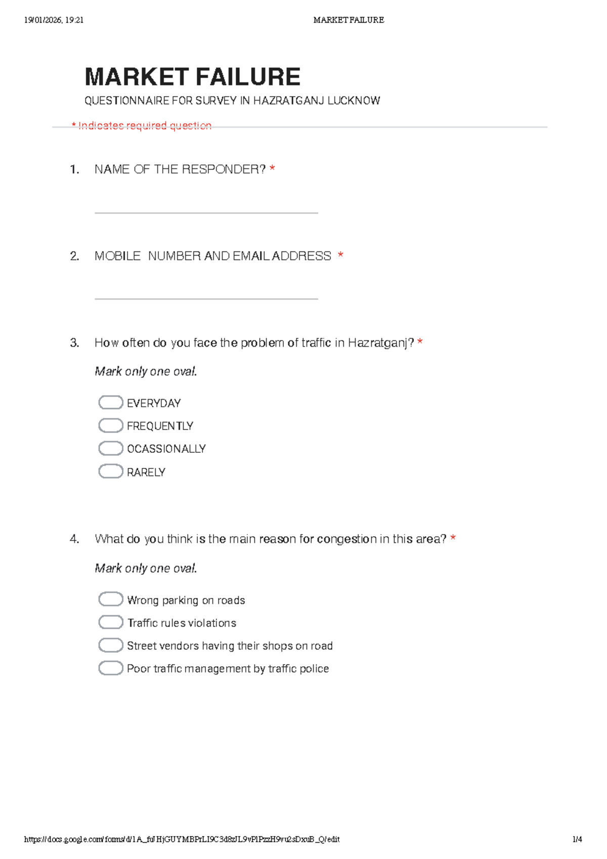 19:21 MARKET FAILURE: Traffic Congestion Survey in Hazratganj - Studocu