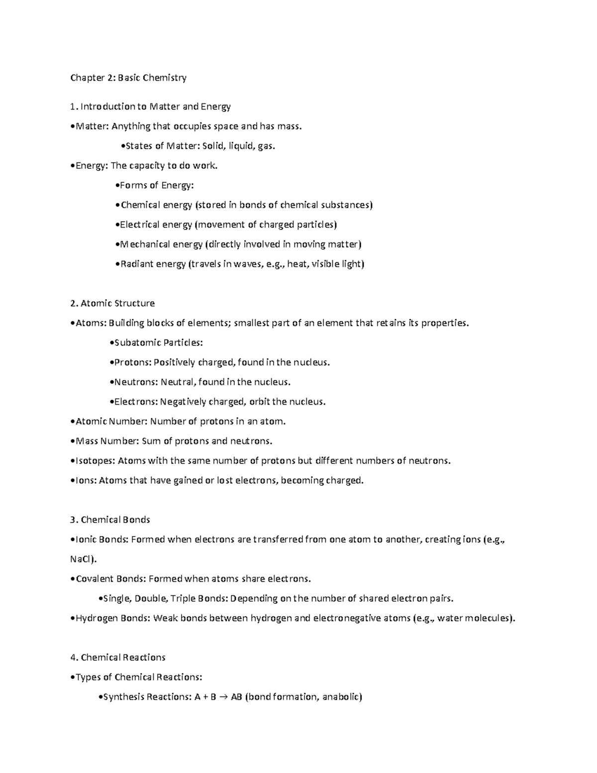 Basic Chem (CH101) Full Reviewer: Intro to Matter, Atomic Structure ...