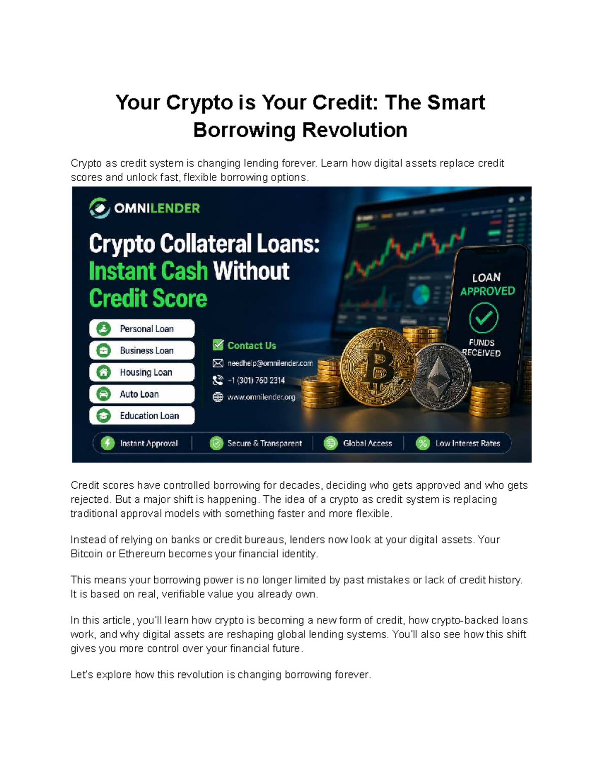 Crypto as Credit: The Smart Borrowing Revolution Explained - Studocu