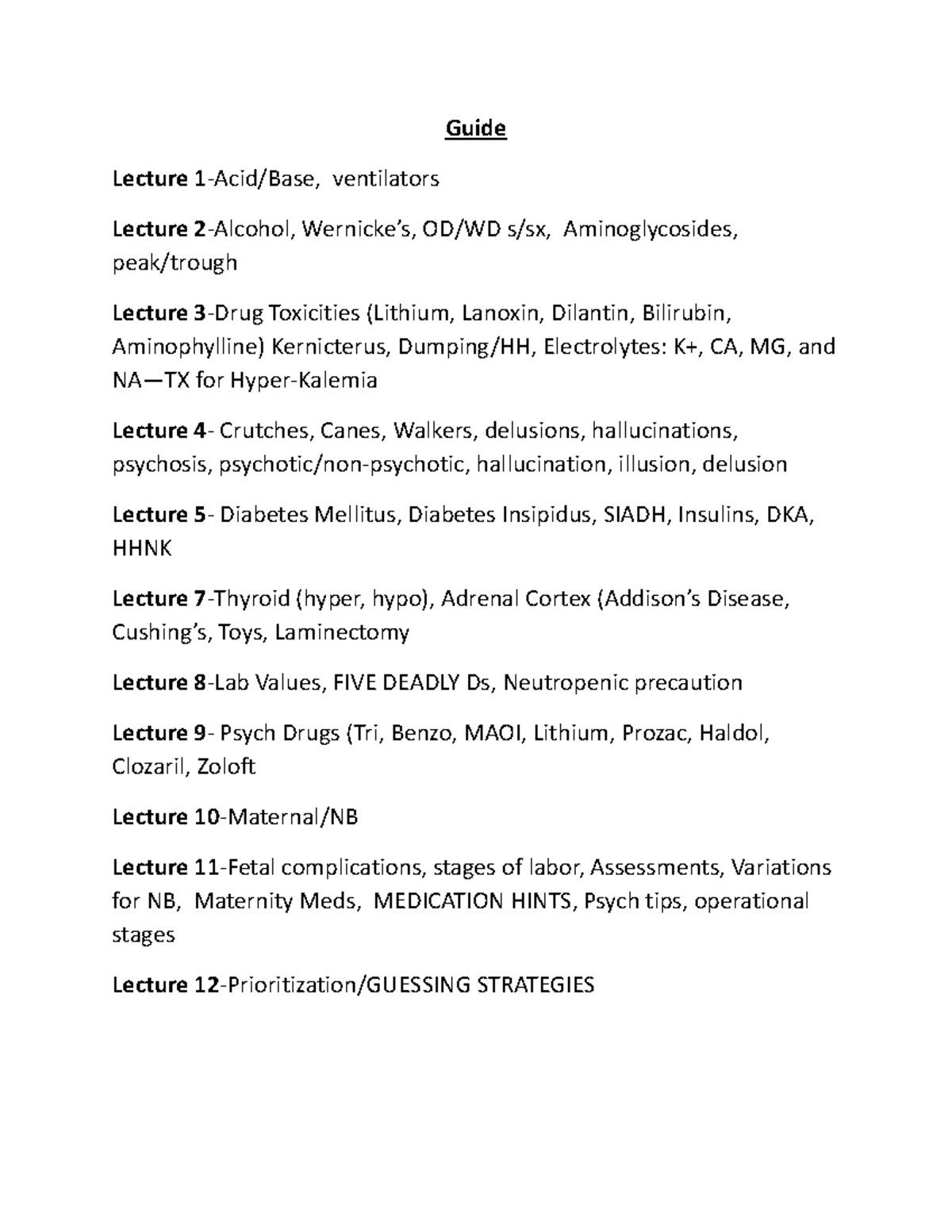 Mark Klimek Lecture Notes: Comprehensive Review from Lectures 1-12 ...