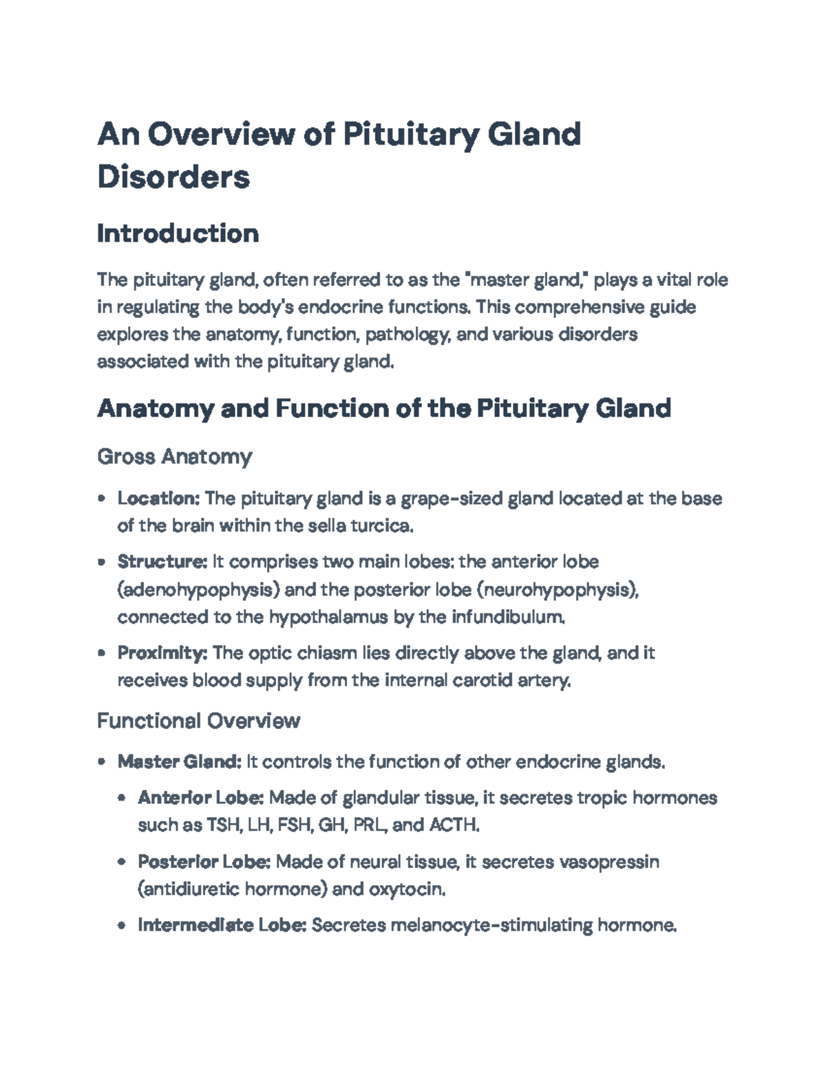Comprehensive Overview of Pituitary Gland Disorders and Treatments - An ...