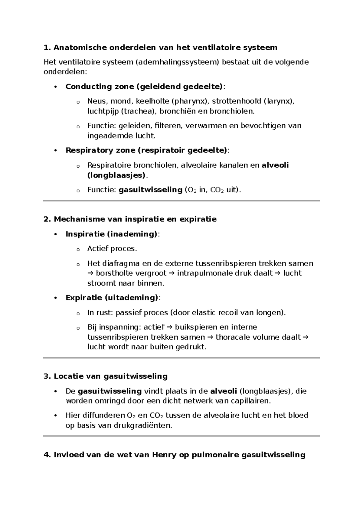 Voorbereiding WC 2: Anatomie en Fysiologie van het Ventilatoire Systeem ...