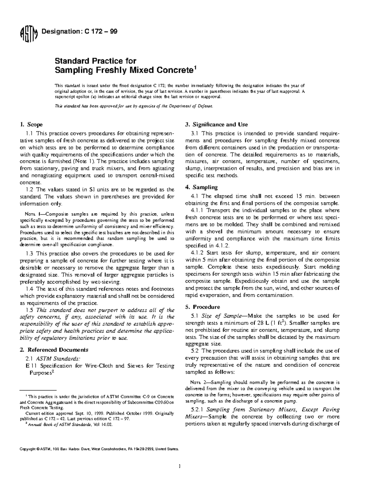 ASTM C-172 Guide: Standard Practice for Sampling Fresh Concrete - Studocu