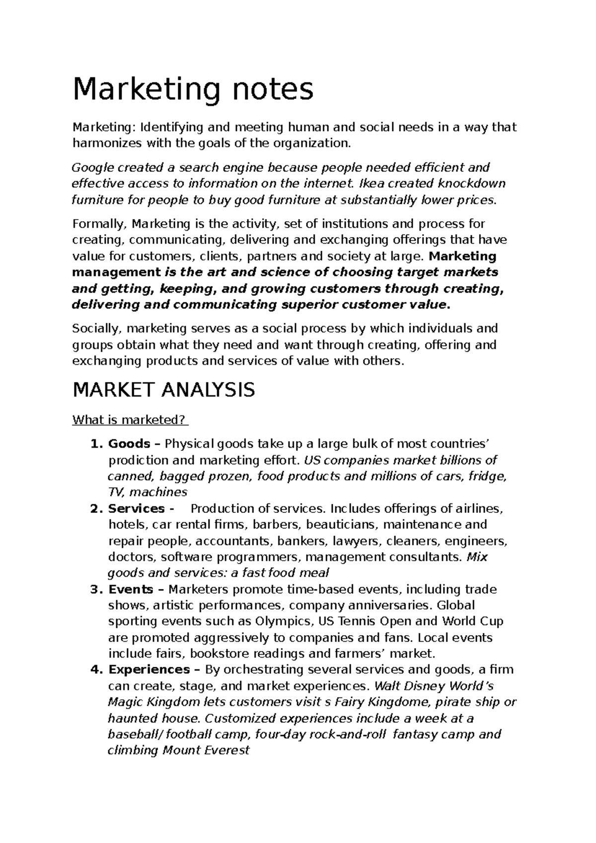 Marketing notes: Understanding human needs and effective strategies ...