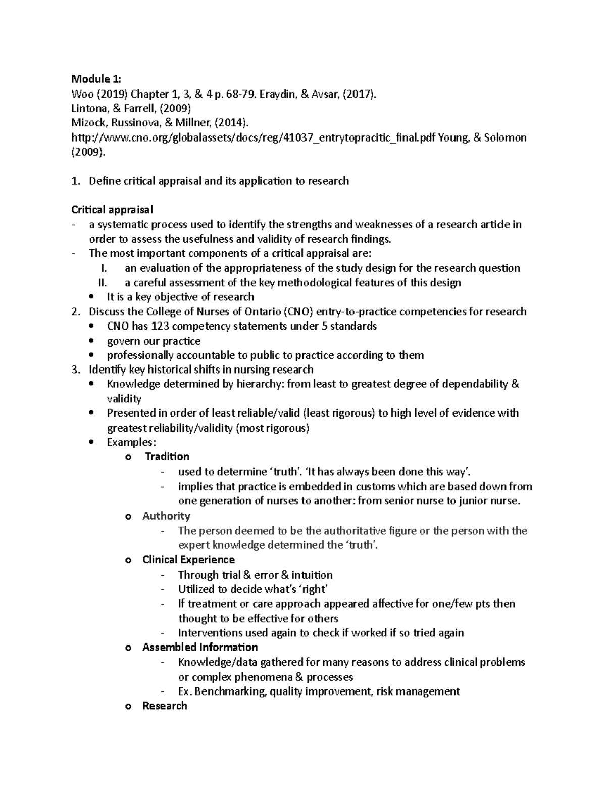 Research Modules 1-3: Lecture Notes on Nursing Practice and Research ...