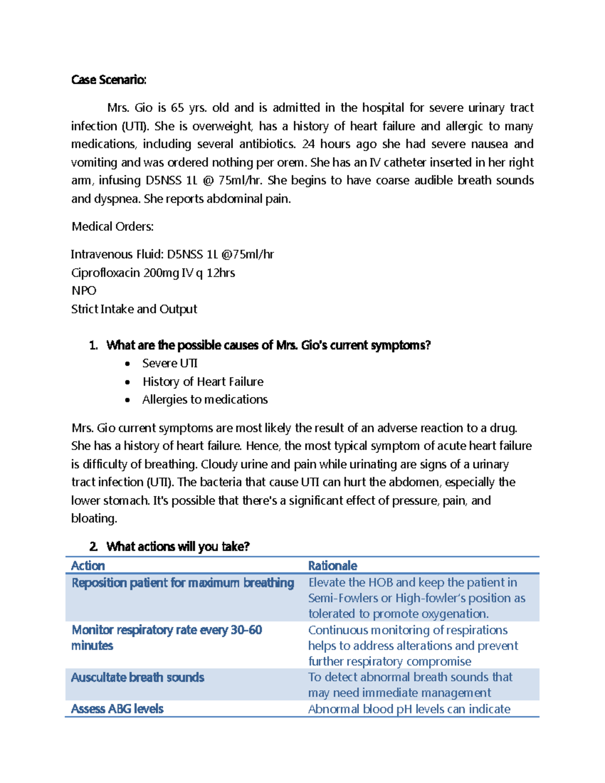 Case Study No. 3: Geriatric Patient Analysis & Nursing Interventions ...