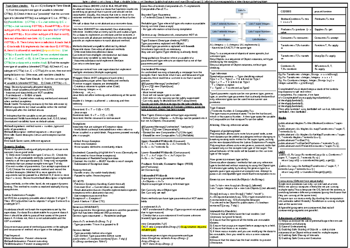 CS2030S Final Exam Cheatsheet: Java Concepts & Exception Handling - Studocu