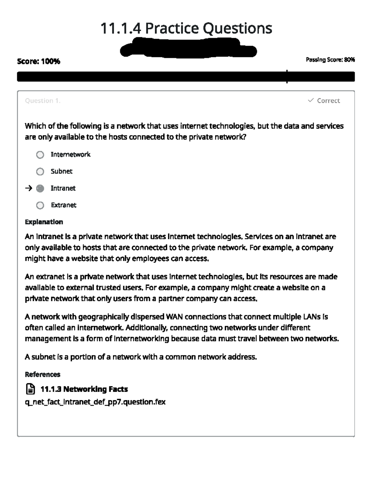11.1.4 Pratice Questions IT-202 - 11.1 Practice Questions Score ...