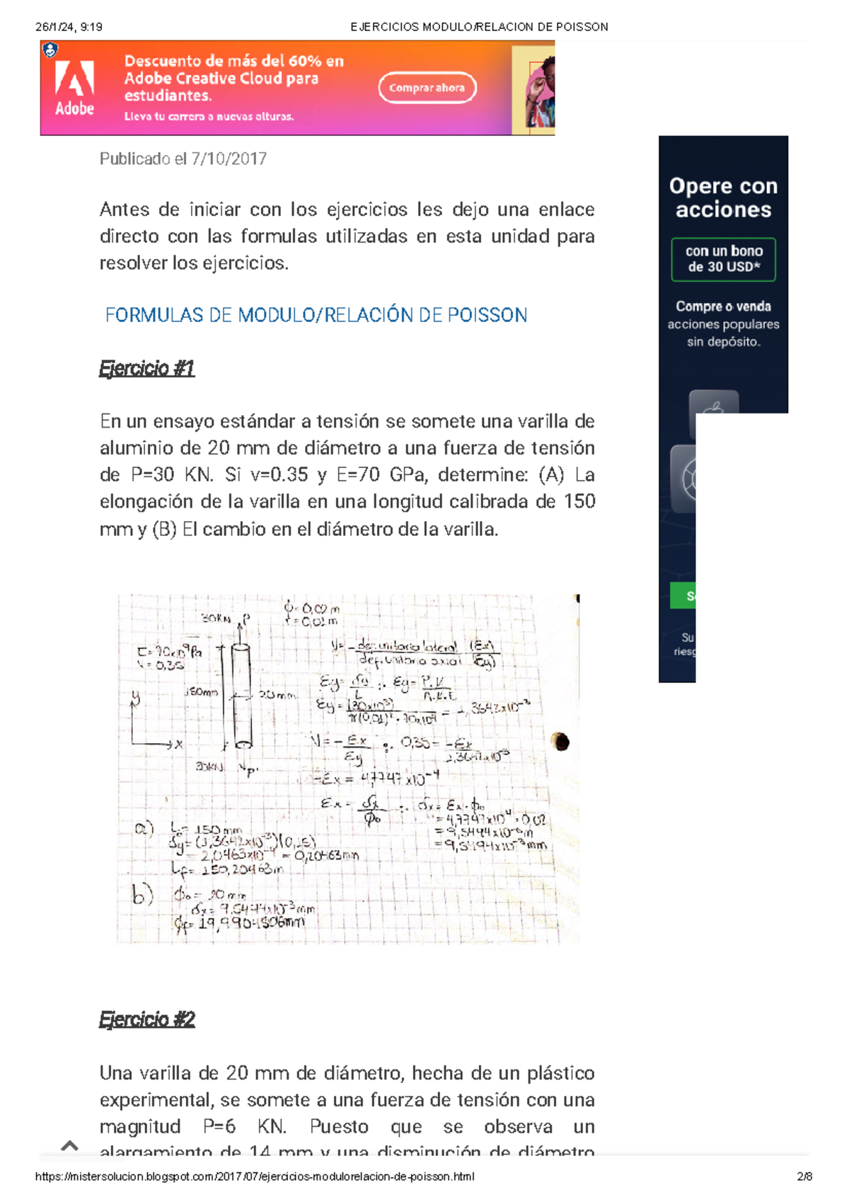 Ejercicios de Módulo y Relación de Poisson - Análisis de Tensiones ...