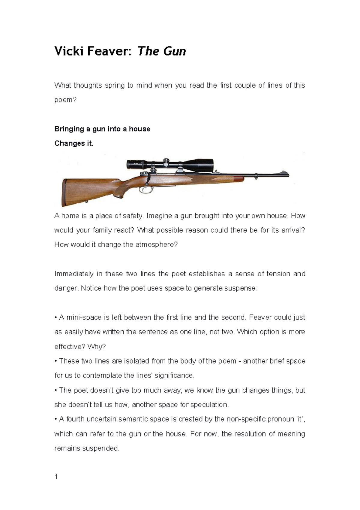 The Gun - Poem Analysis Notes for ENG 101 - Studocu