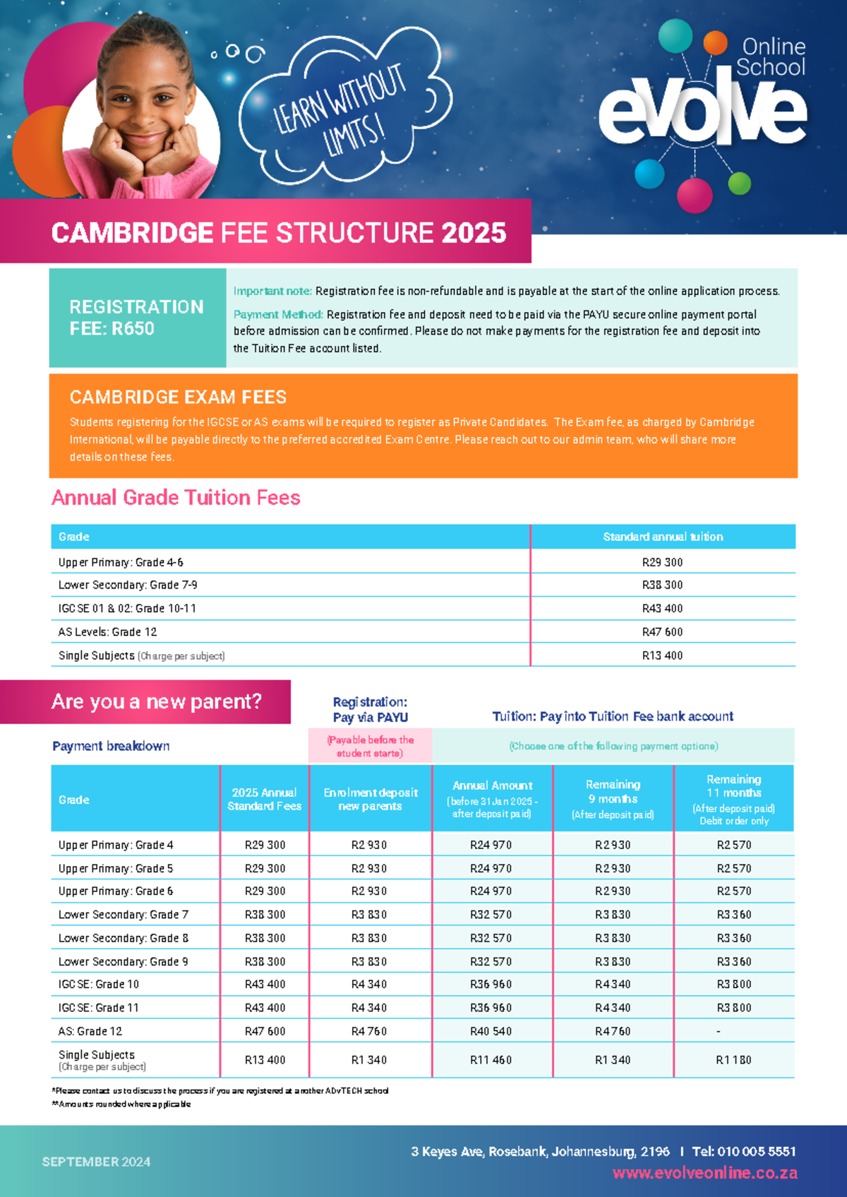 Evolve Cambridge Fees2025 2 - Grade Standard annual tuition Upper ...