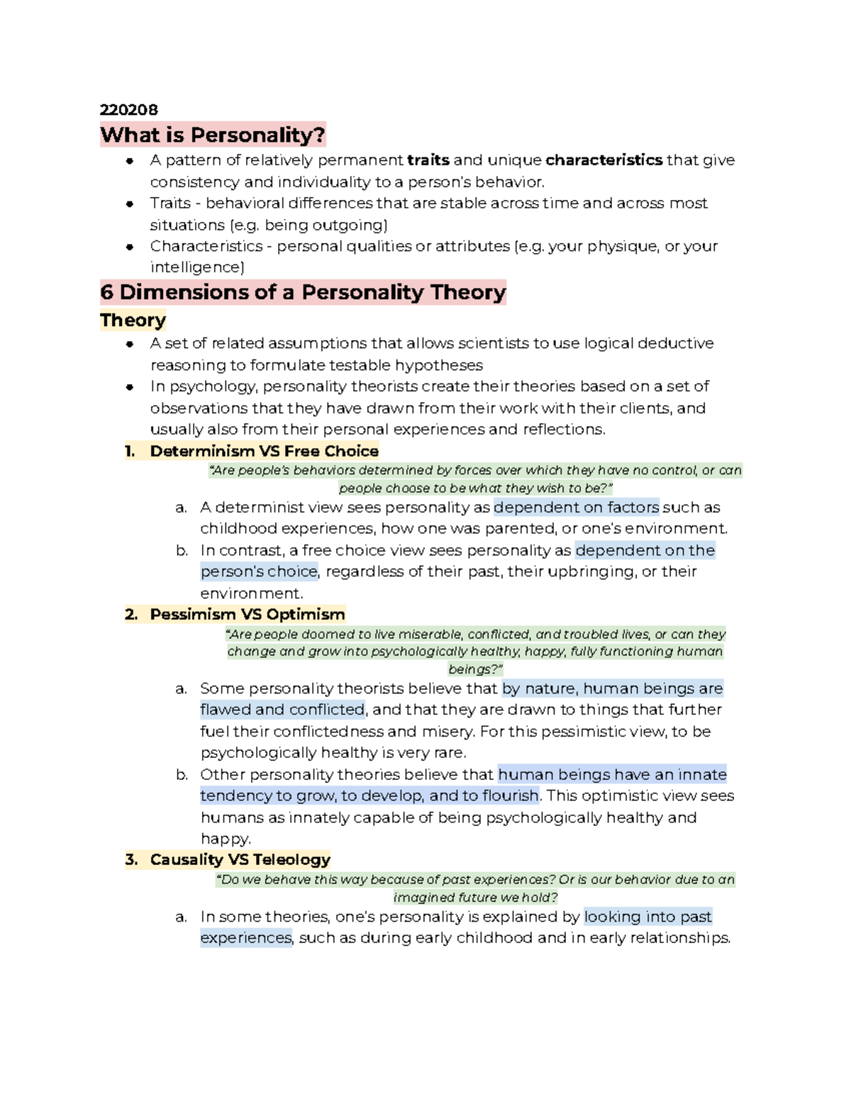 (PSYC 24) Key Theories of Personality: Concepts and Insights - Studocu